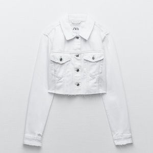 Jackets & Coats | Zara White Cropped Jean Jacket | Poshmark